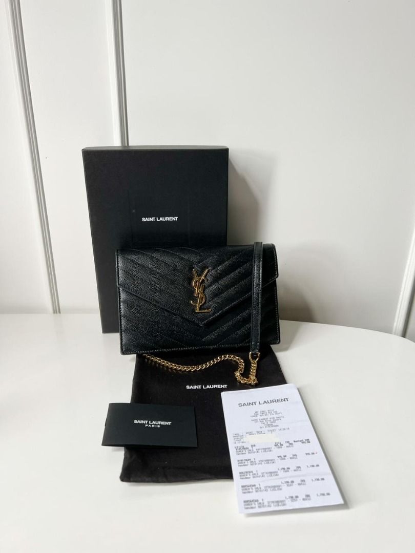YSL WOC 19 Black GHW 2022 Box, db, booklet, receipt, Barang Mewah, Tas ...