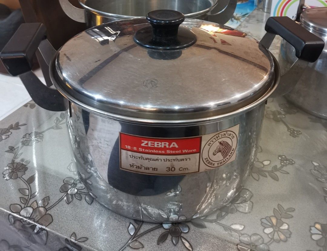 Zebra Stainless Steel Pot 30cm, Furniture & Home Living, Kitchenware ...