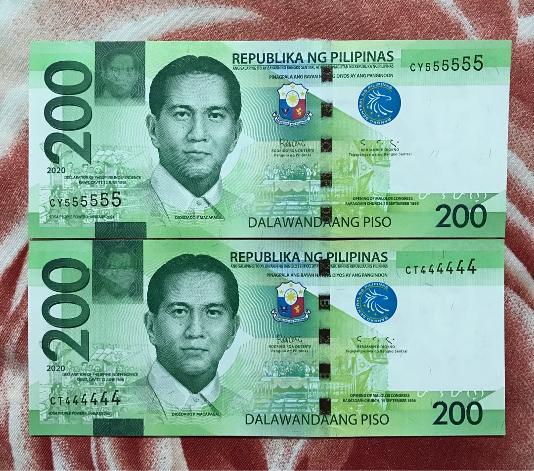 200 pesos Solid Serial Philippines currency, Hobbies & Toys ...