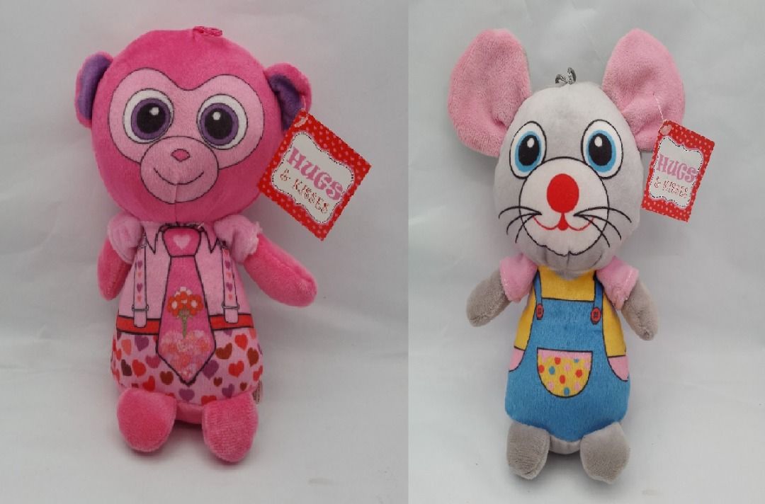 20 CM HUGS and KISSES Mouse Monkey Plush Stuffed Toy Doll Soft Plushie ...