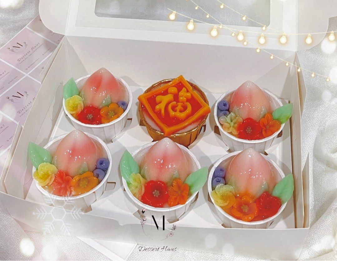 寿桃 Jelly Cupcake | Longevity bun | Agar agar cake, Food & Drinks ...