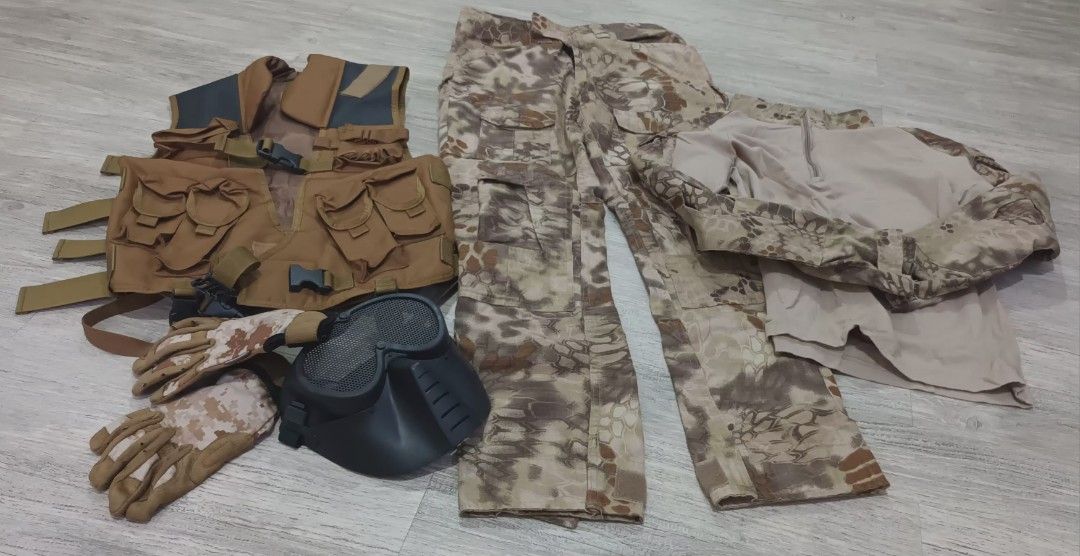 Airsoft Uniform with gloves, mask and vest, Hobbies & Toys, Toys ...