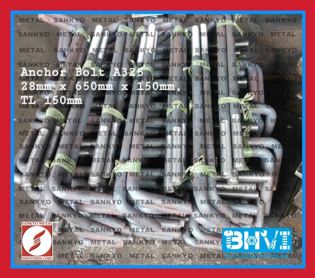 Anchor bolt A325 28mm x 650mm x 150mm and thread 150mm, Commercial ...
