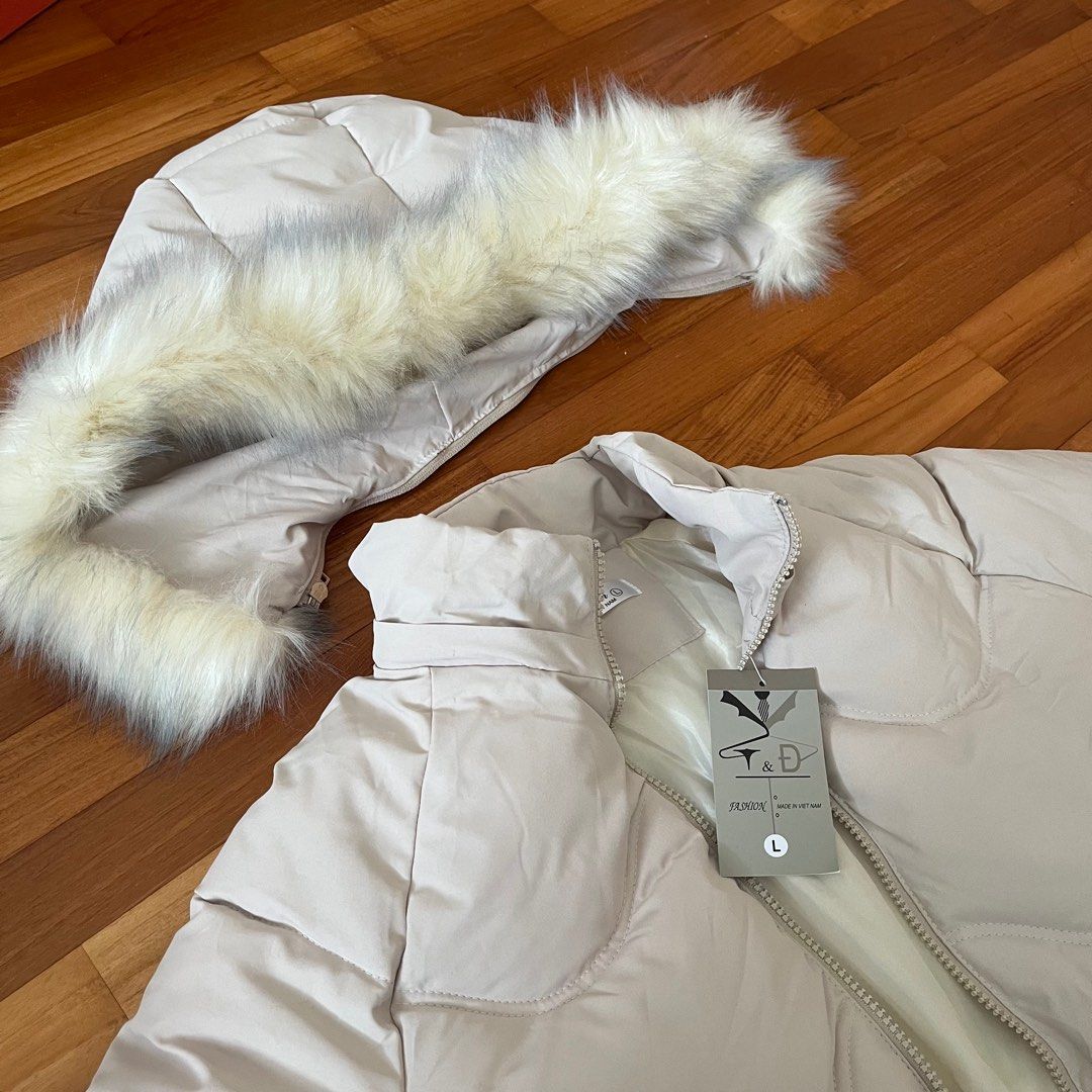 Beige Winter Jacket, Women's Fashion, Coats, Jackets and Outerwear on ...