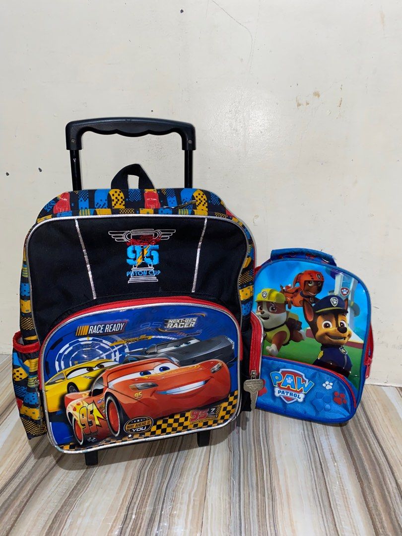 Cars Trolley Backpack Bag with free Paw Patrol, Men's Fashion, Bags ...