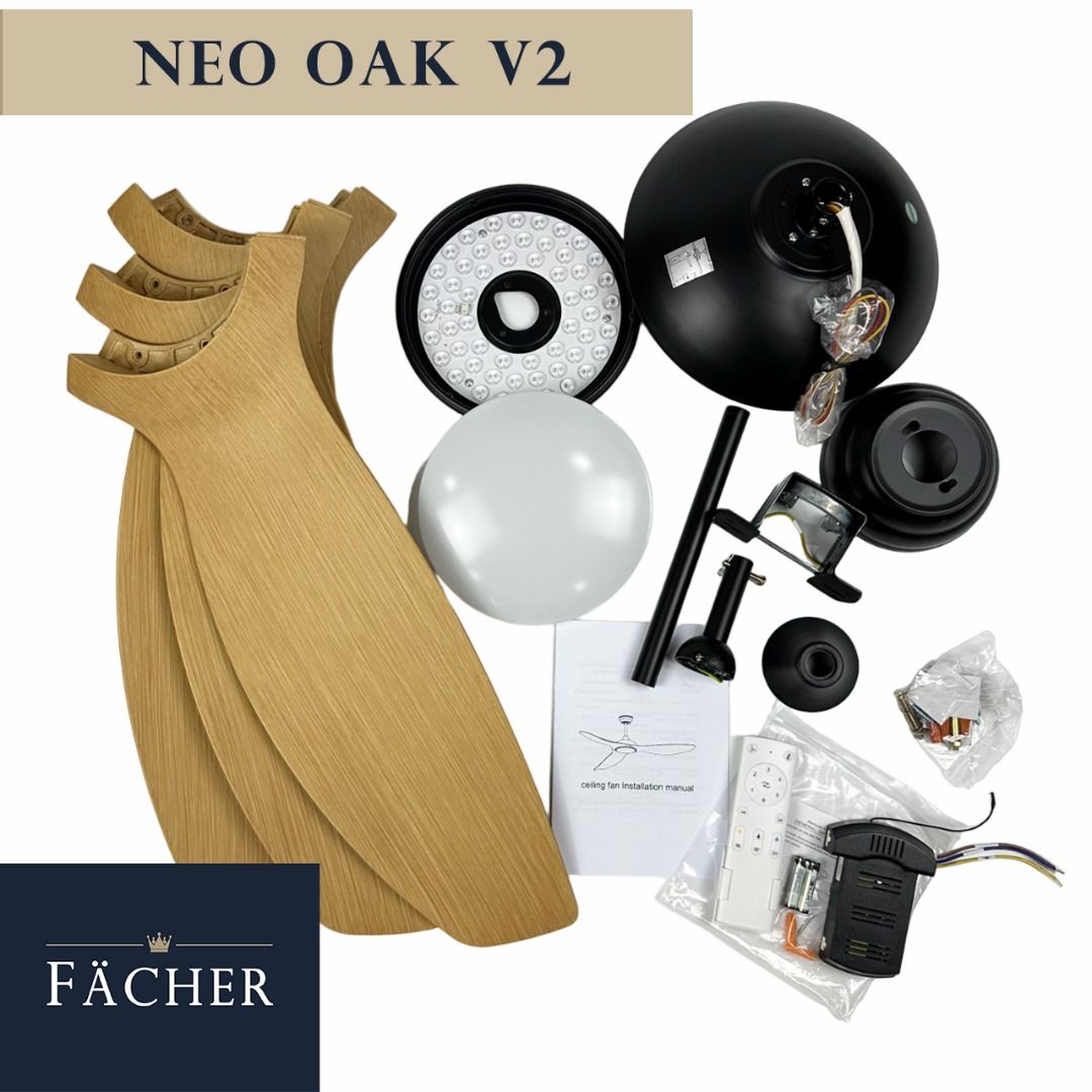 Ceiling Fan Modern Inverter Indoor Outdoor LED Light Remote Control Neo ...