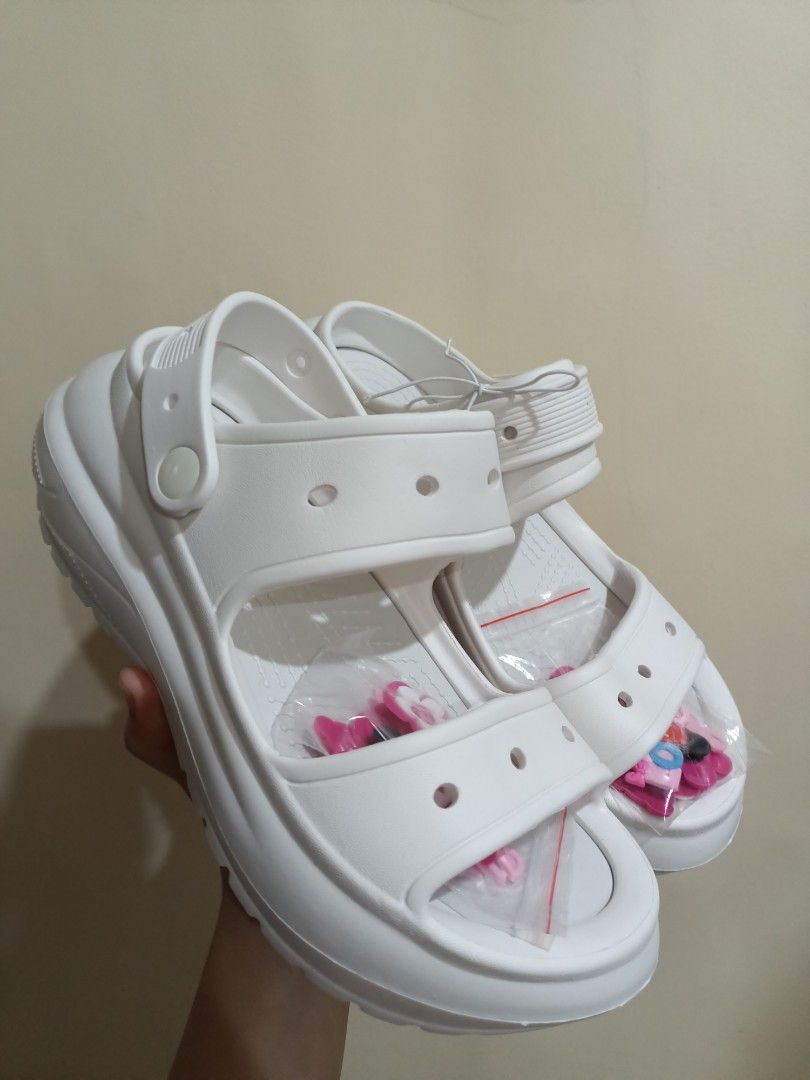 Chunky crocs two straps with free jibbitz, Women's Fashion, Footwear ...