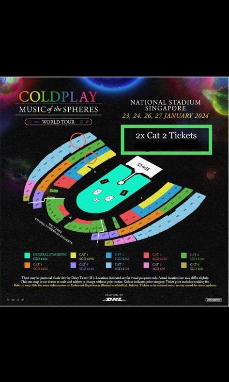 Coldplay Singapore Cat 2 (26 Jan Friday), Tickets & Vouchers, Event Tickets on Carousell