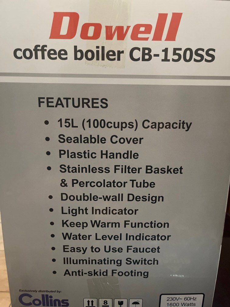 Dowell Coffee Boiler CB-150SS, TV & Home Appliances, Kitchen Appliances ...