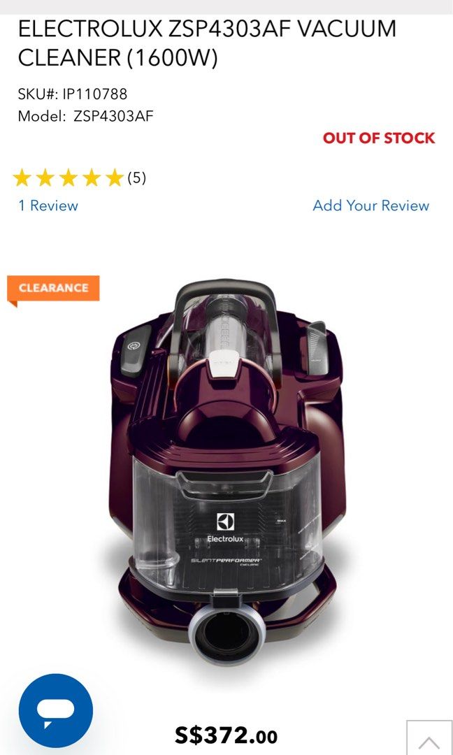 Electrolux ZSP4303AF Vacuum Cleaner (1600W), TV & Home Appliances ...