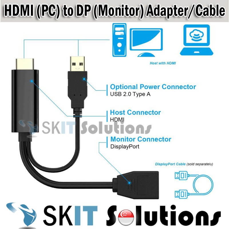 HDMI - Compatible (PC) to DP Displayport Display Port (Monitor) Cable ...