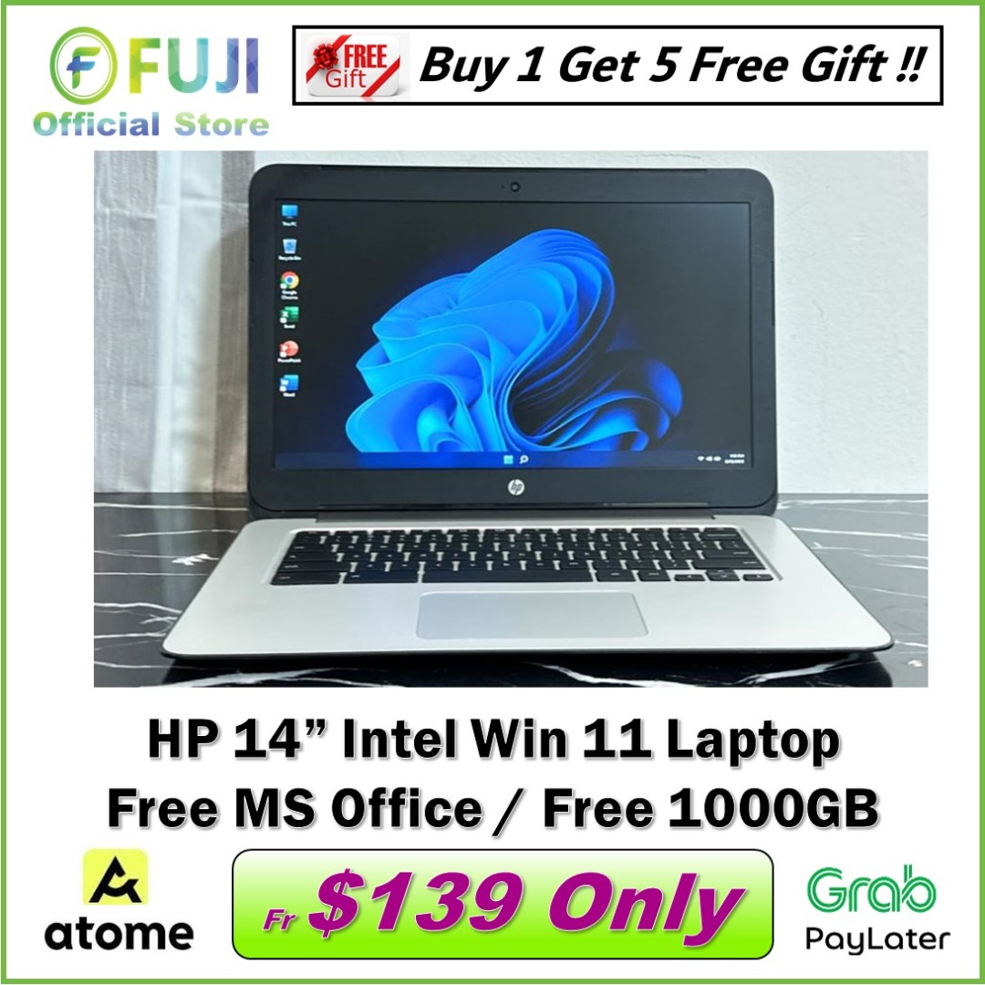 HP 14" Intel Win 11 Laptop - Slim Design - Big Screen Size - SSD Drive ...