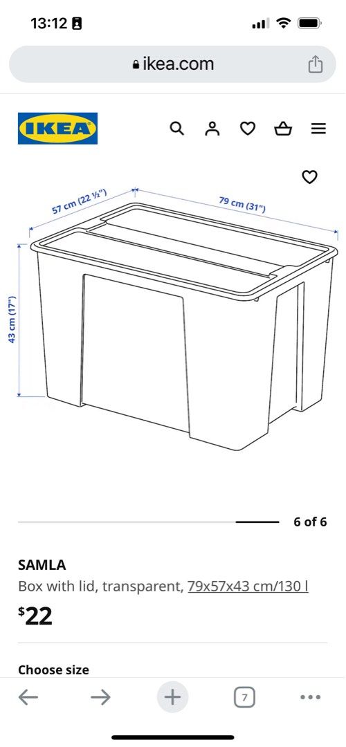 IKEA Storage Box 130l , Furniture & Home Living, Home Improvement ...