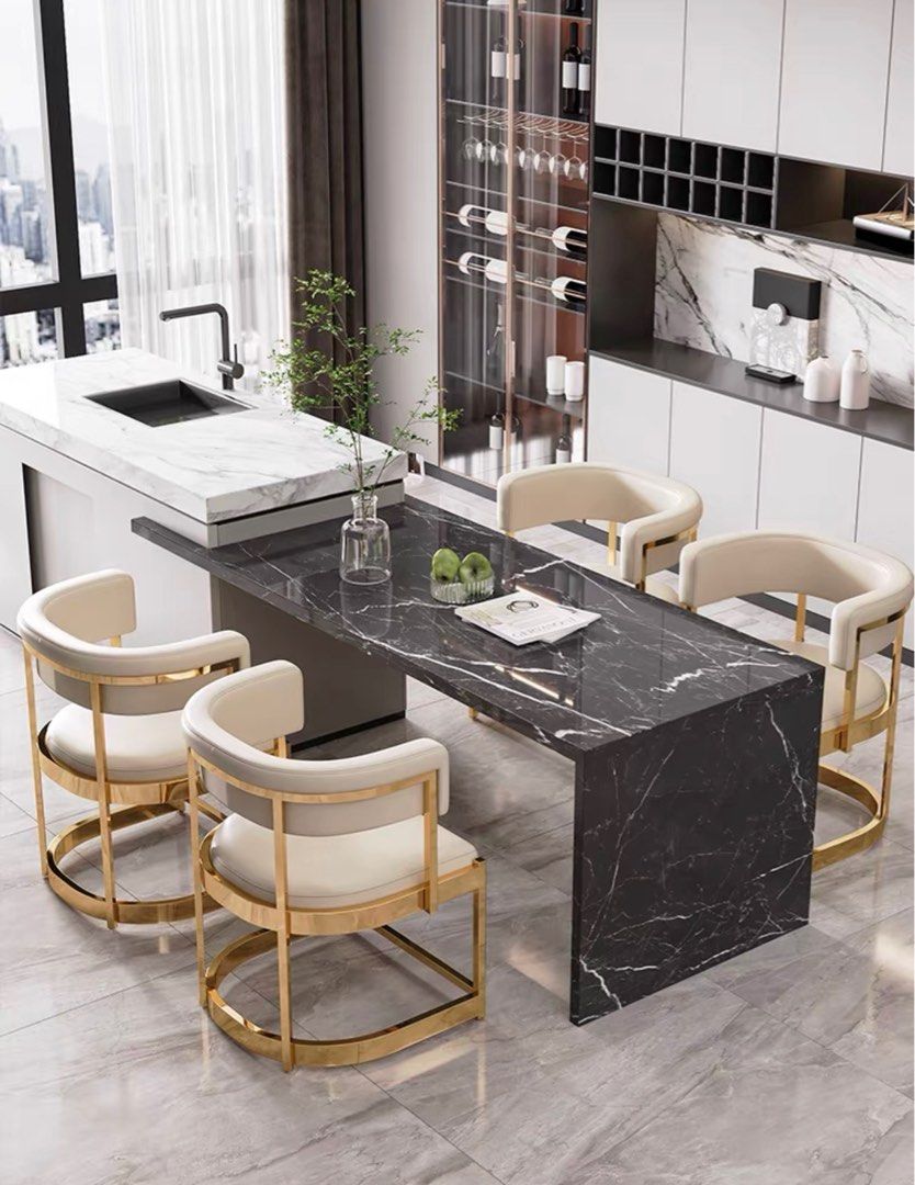 ISMAIL Modern Leather Dining Chair, Furniture & Home Living, Furniture ...