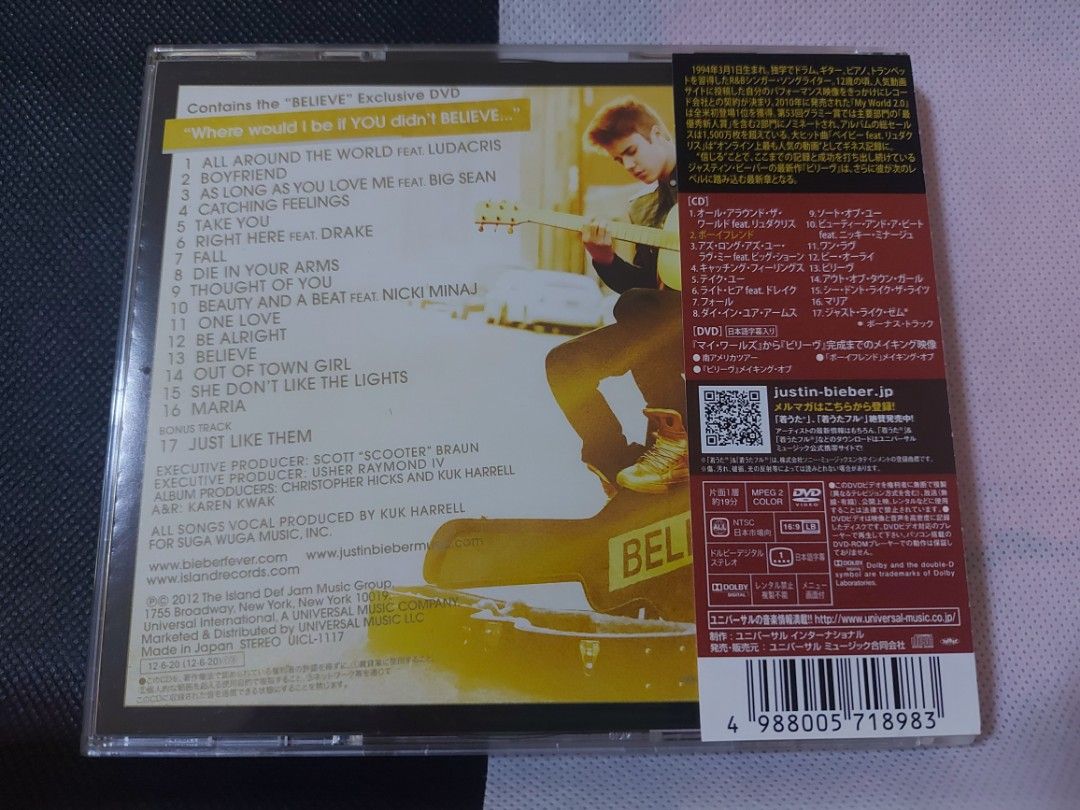 Justin Bieber Believe CD/DVD (unsealed), Hobbies & Toys, Music & Media ...
