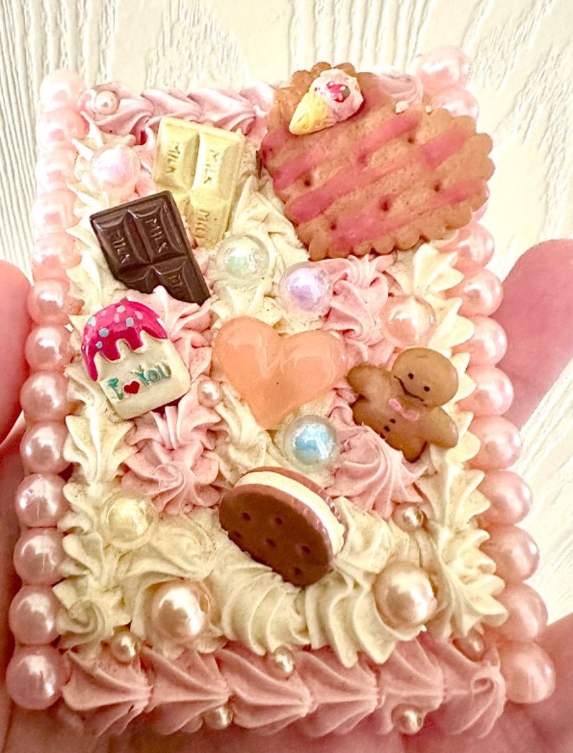 Kawaii cake faux whipped cream pastel colorful gingerbread man decoden ...