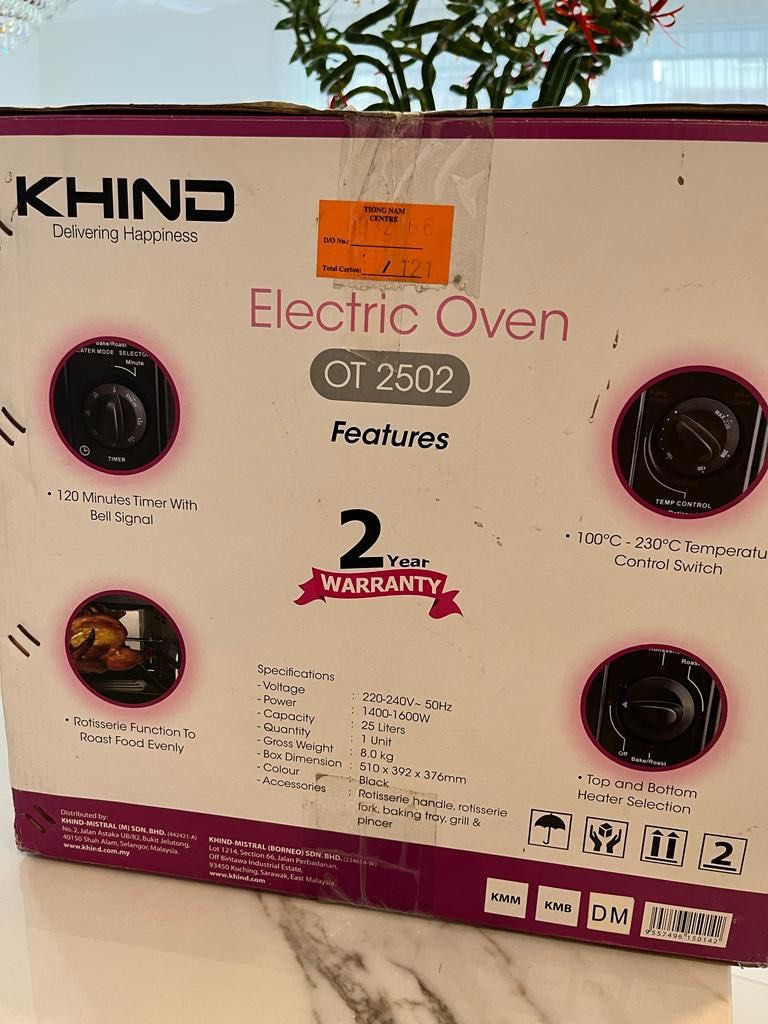 Khind Electric Oven OT2502 25L, TV & Home Appliances, Kitchen ...