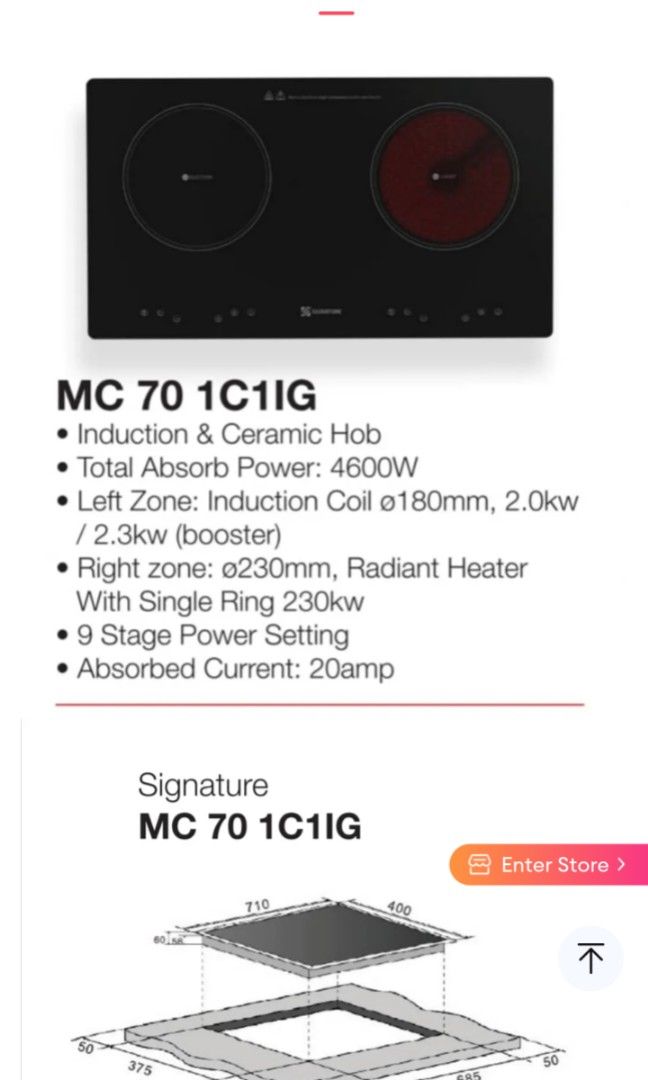 Hybrid Induction Hob by Signature, TV & Home Appliances, Kitchen ...