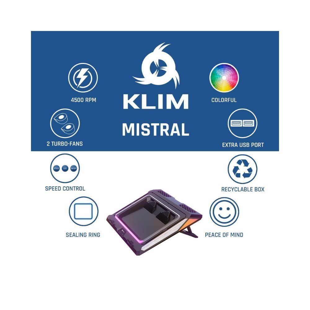 Klim Mistral Cooling Pad | Powerful Turbo-Fan | Avoid Laptop Overheat ...