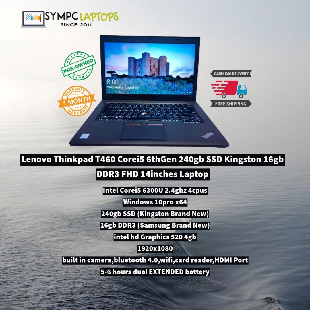 Lenovo Thinkpad T460 Corei5 6thGen 240gb SSD Kingston 16gb DDR3 FHD ...