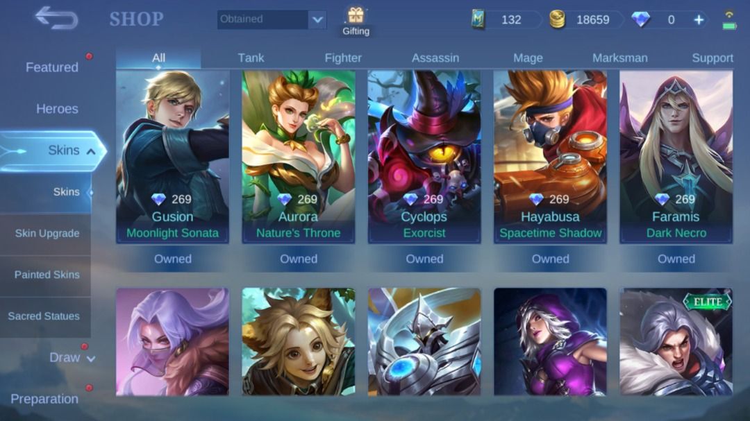 LIGHTBORN FANNY, V.E.N.O.M HARLEY, KOF KARINA, SMURF MOBILE LEGENDS ...