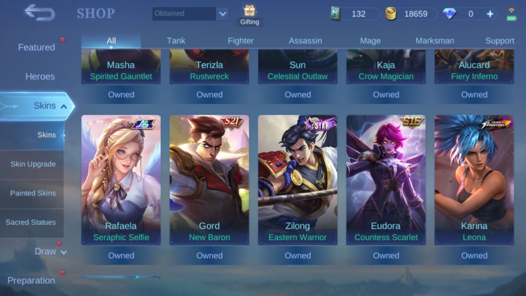 LIGHTBORN FANNY, V.E.N.O.M HARLEY, KOF KARINA, SMURF MOBILE LEGENDS ACCOUNT, Video Gaming ...