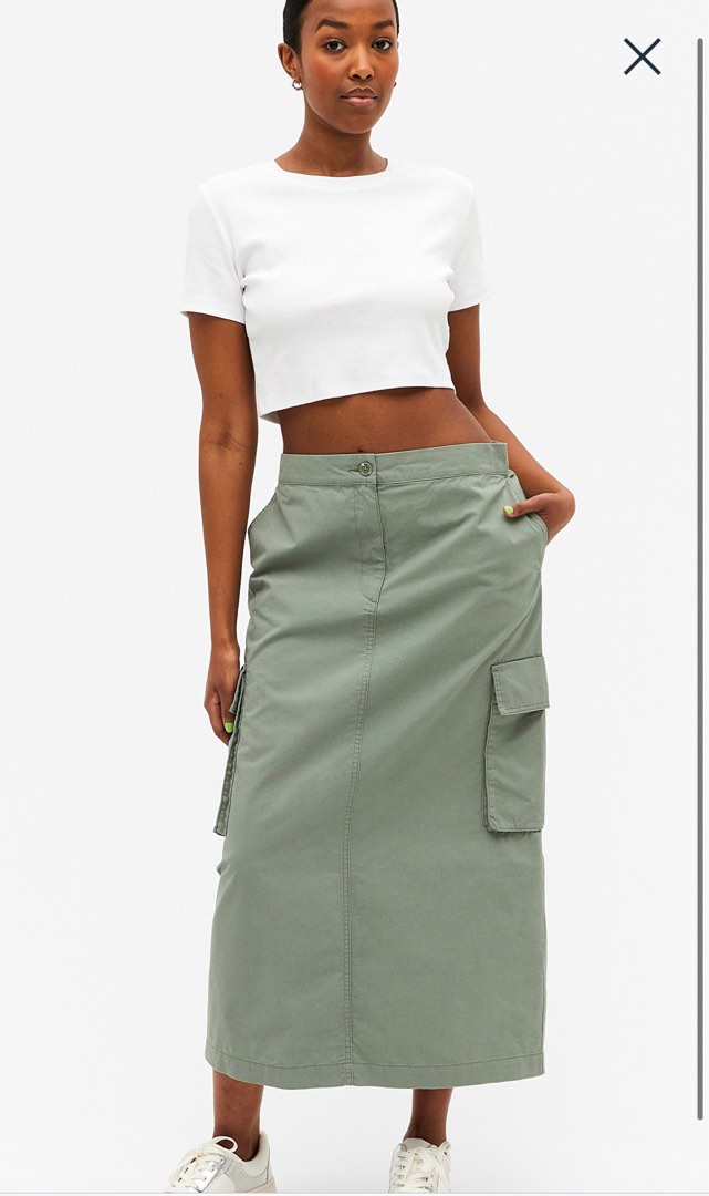 MONKI- Green cargo maxi skirt, Women's Fashion, Bottoms, Skirts on ...