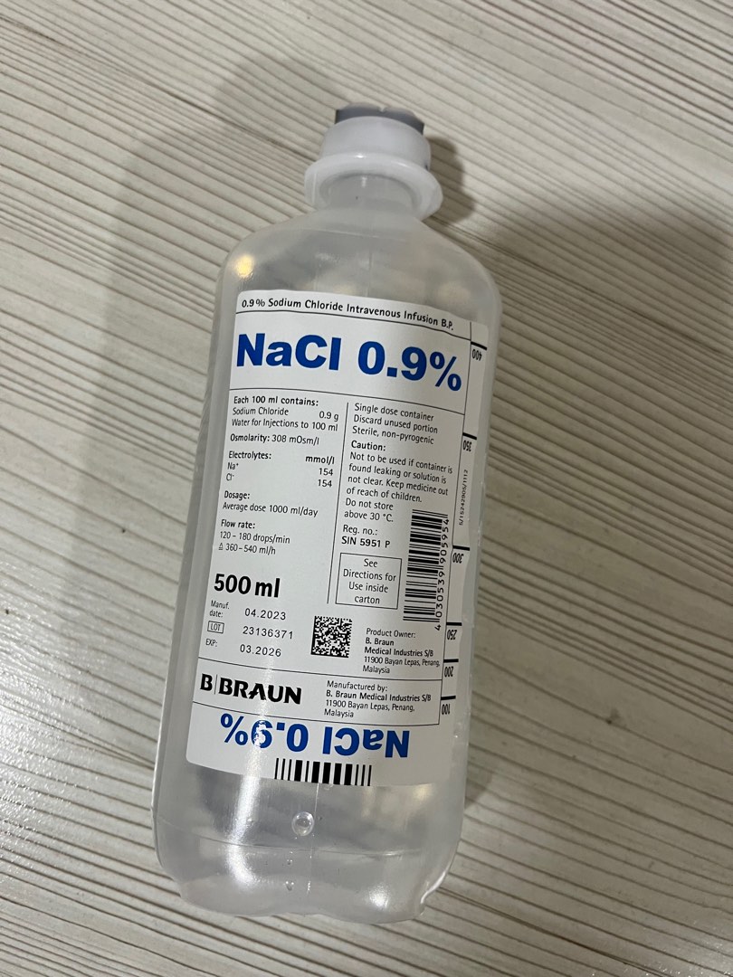 NaCl 0.9% Sodium Chloride Intravenous Infusion BP 500ml, Health ...