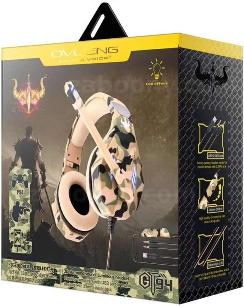 OVLENG GT94 Wired Gaming Headset E-Sports with Microphone LED Stereo ...