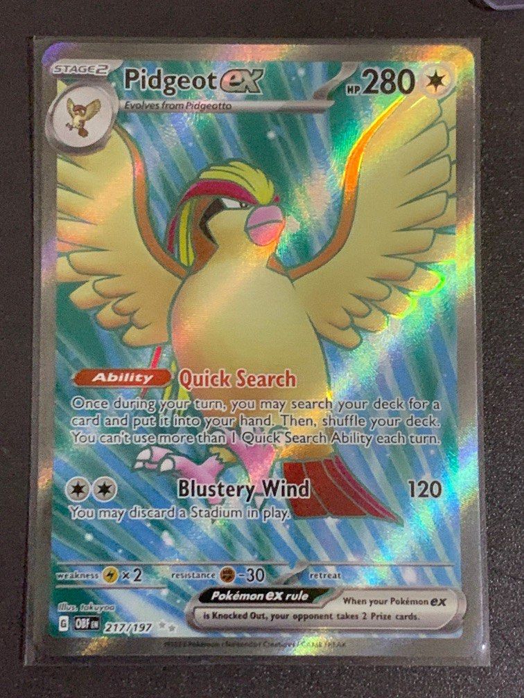 Pidgeot ex Full Art (FA) | Pokemon TCG SV03 Obsidian Flame, Hobbies ...