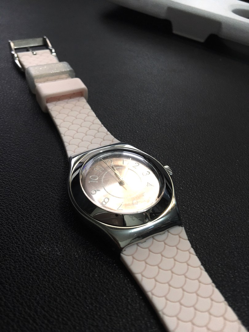 Swatch Irony Medium Swatch By Coco Ho YLZ101 Pink Rubber Strap ...