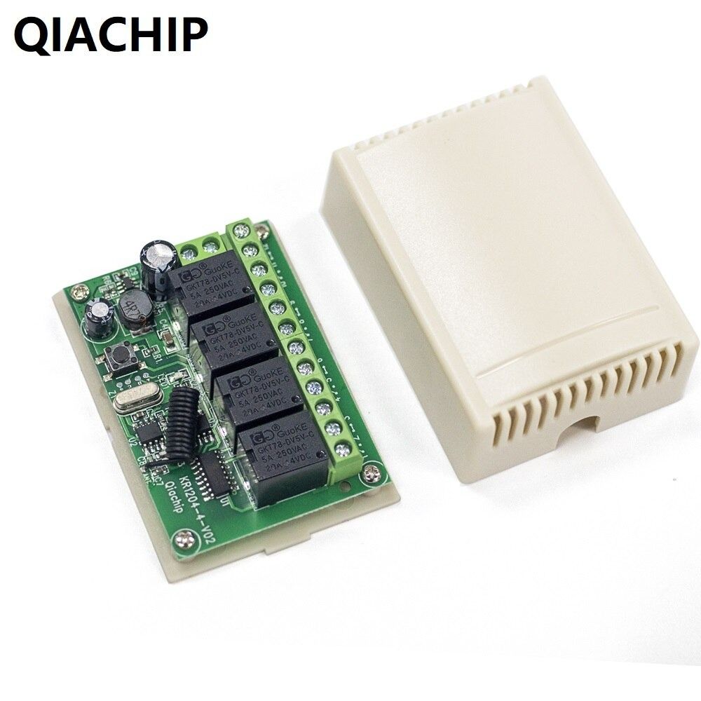 QIACHIP 433.92Mhz DC 6V 12V 24V 10A 4CH Relay Module Receiver EV1527 ...
