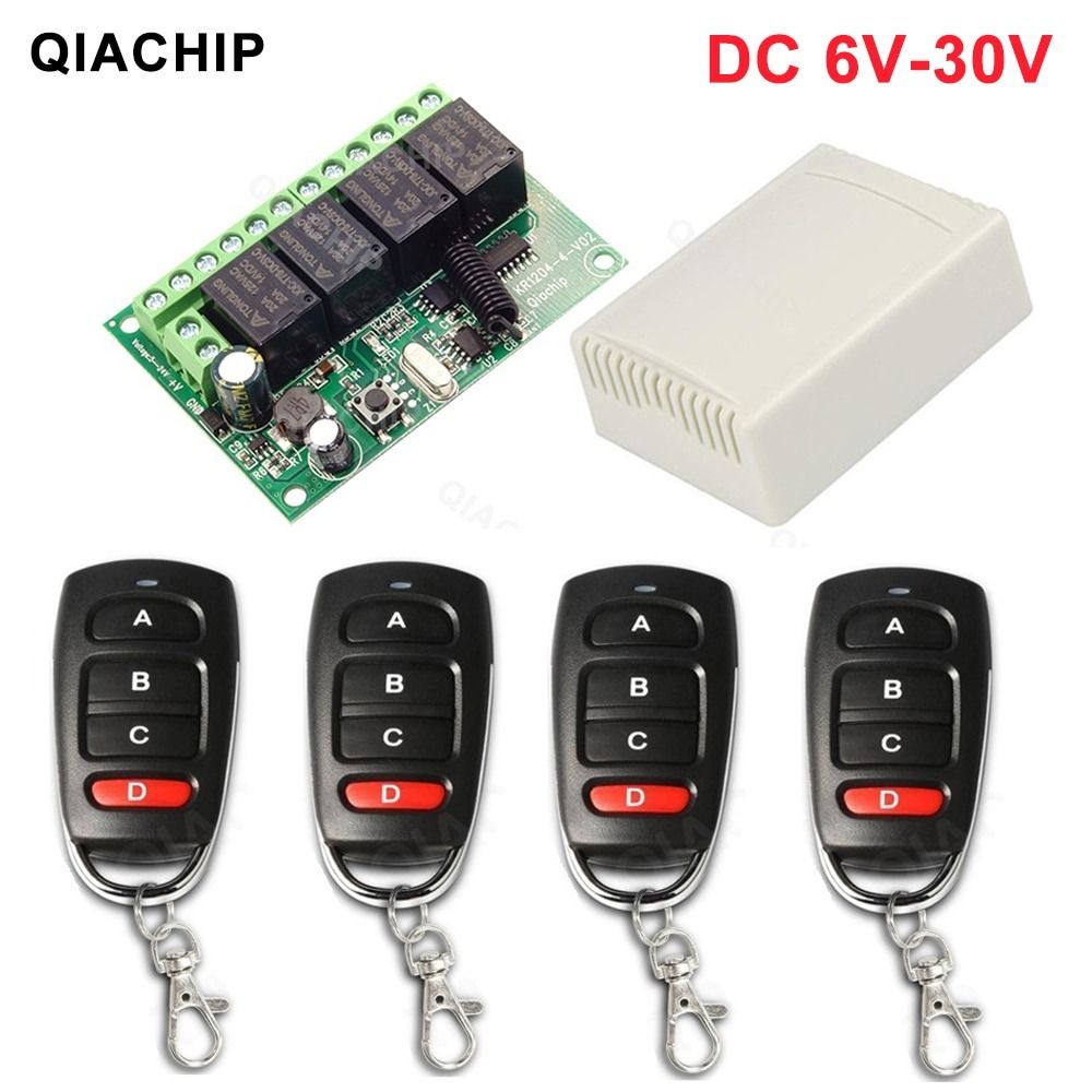 QIACHIP 433.92Mhz DC 6V 12V 24V 10A 4CH Relay Module Receiver EV1527 ...