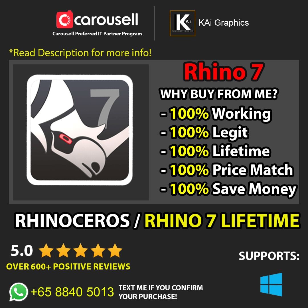 Rhinoceros 7 / Rhino 7 Lifetime- 3D Modelling For Windows, Computers & Tech, Parts & Accessories ...