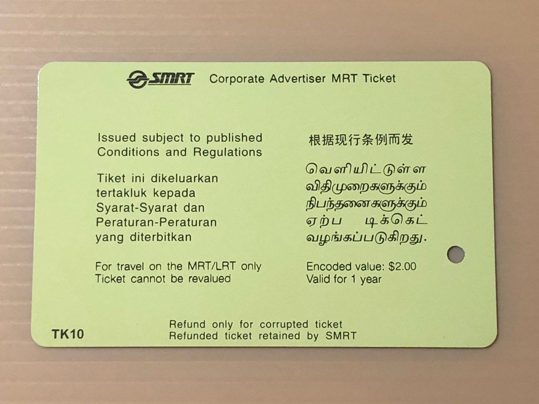 Set Of 1 SMRT Transitlink Card With Folder for $10 Per Set. Electronic ...