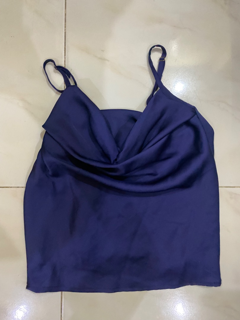 Silk top neck drop (small), Women's Fashion, Tops, Others Tops on Carousell
