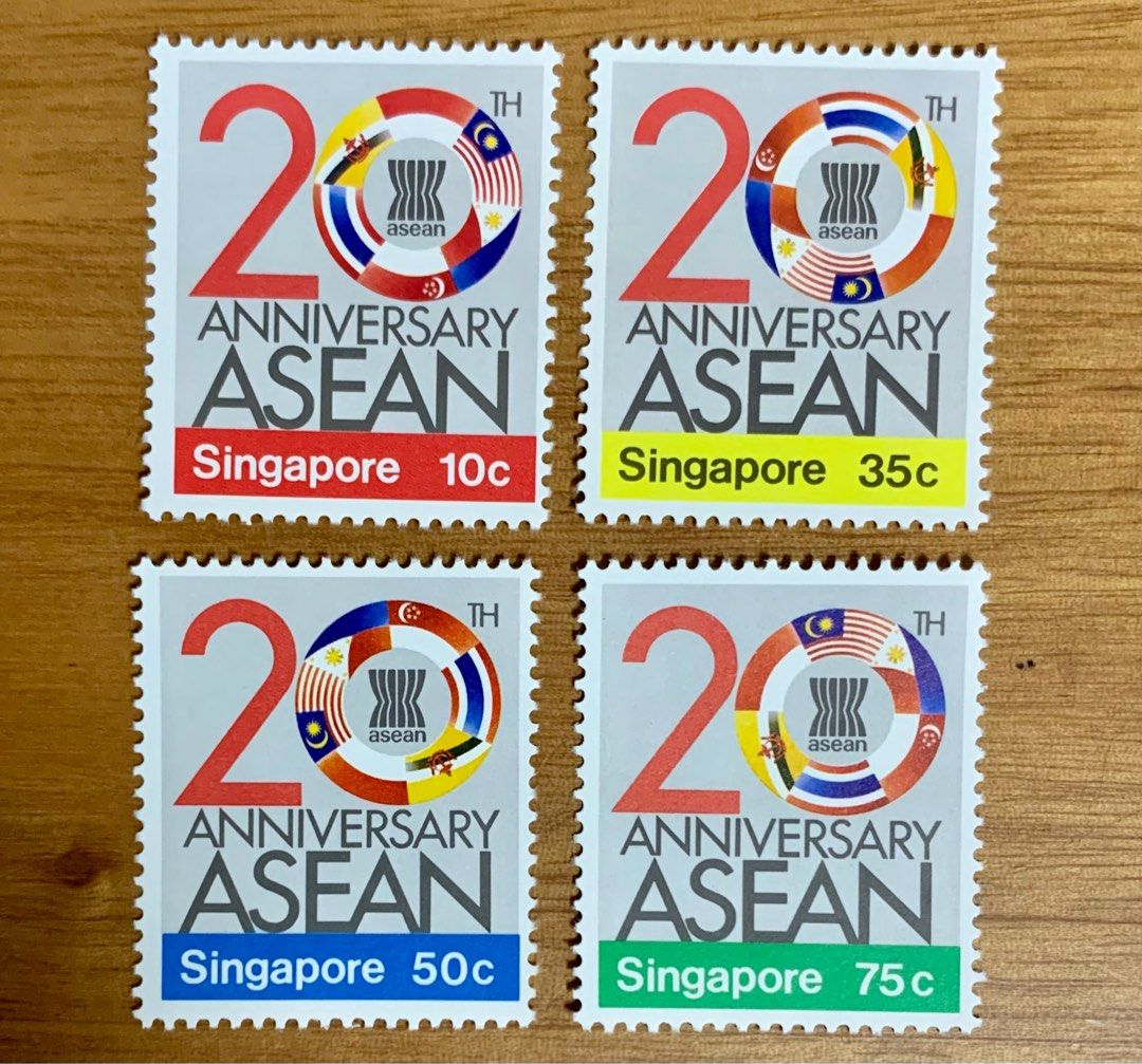 Singapore stamp issue - 20 anniversary of ASEAN set of 4 mint MNH ...