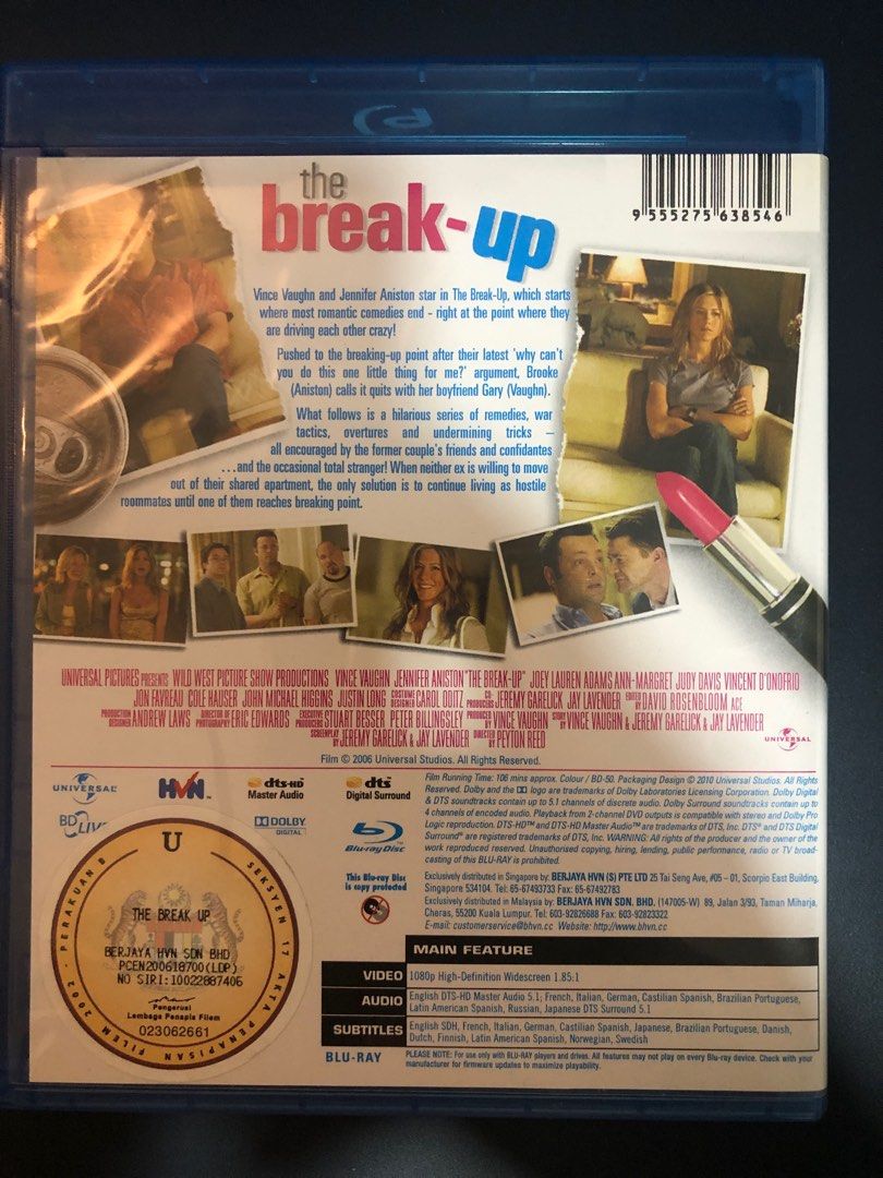 THE BREAK-UP starring Vince Vaughn & Jennifer Aniston. Original Blu Ray ...
