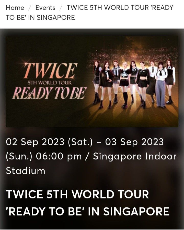 TWICE Singapore Concert 3 Sept VIP, Tickets & Vouchers, Event Tickets ...