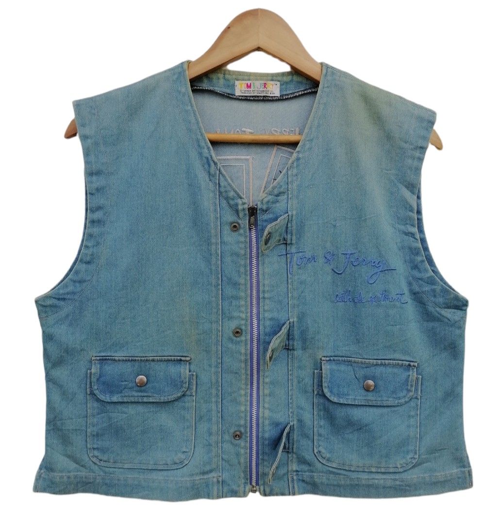 Vintage TOM&JERRY Denim Vest, Men's Fashion, Tops & Sets, Vests on ...