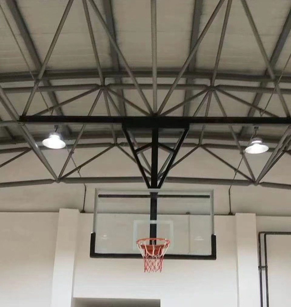 Wall-Braced Stationary Ceiling Hung Basketball Backstop, Sports ...