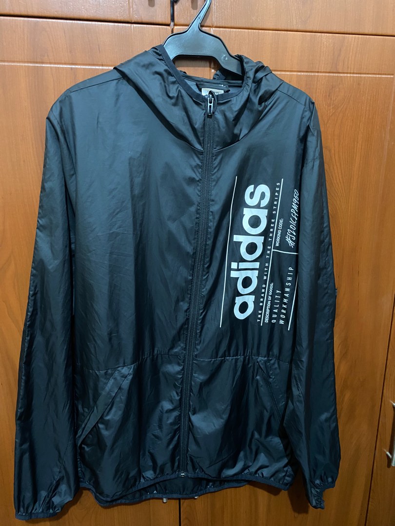 Adidas Windbreaker Black, Men's Fashion, Activewear on Carousell