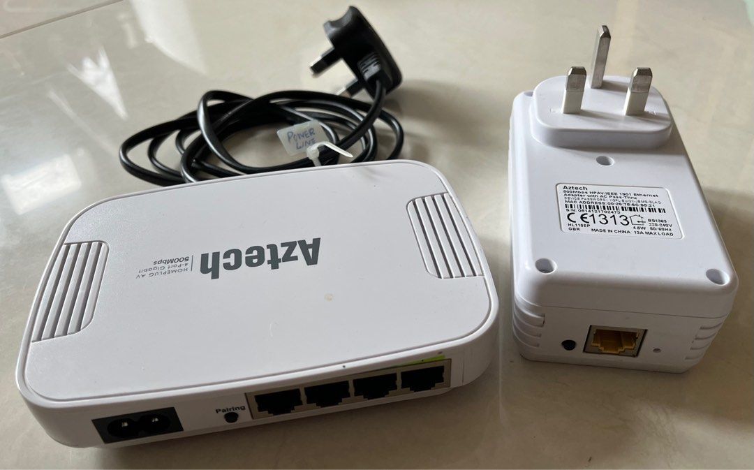Aztech 500Mbps homeplug + 4 ports gigabit switch, 電腦＆科技, 電腦周邊及配件, Wifi及 ...