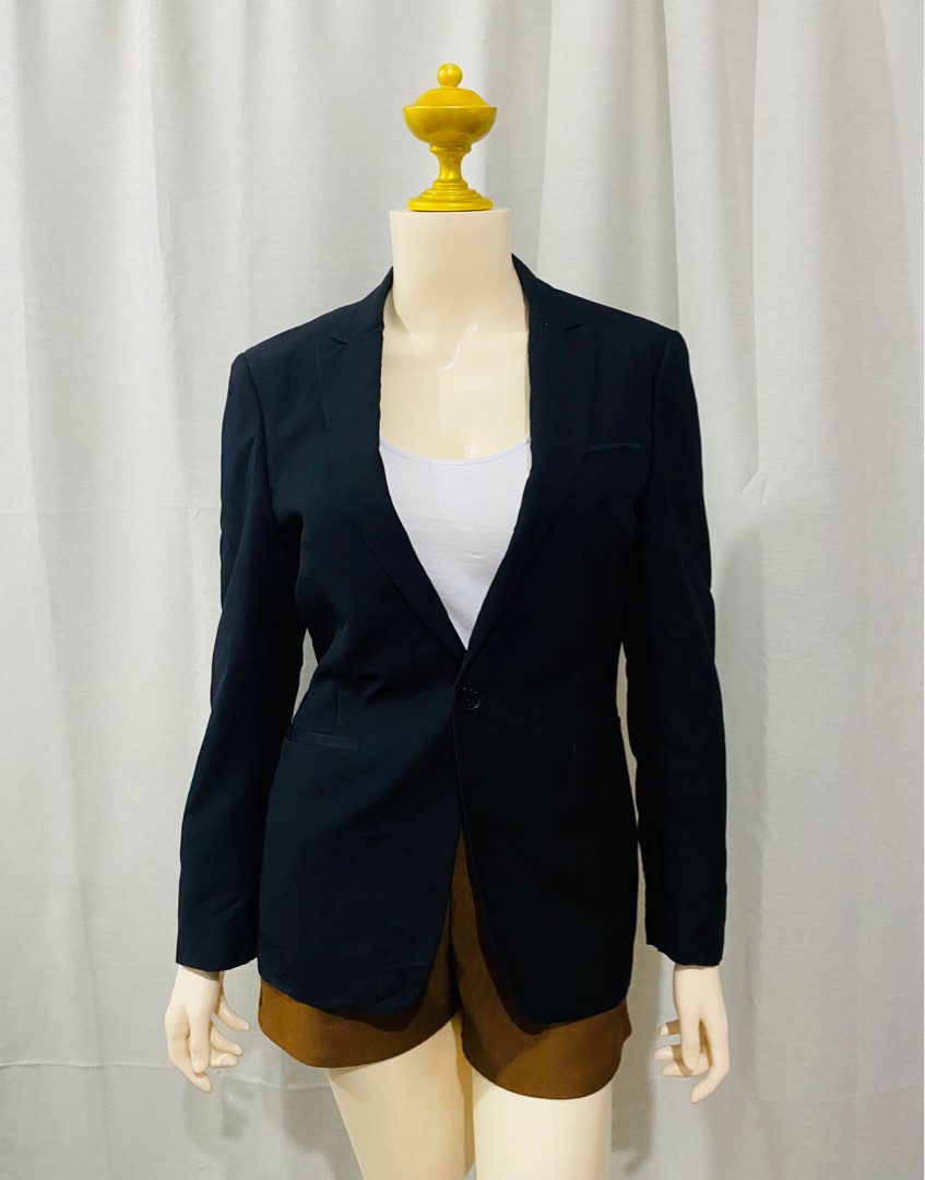 Black Plain Blazer, Women's Fashion, Coats, Jackets and Outerwear on ...