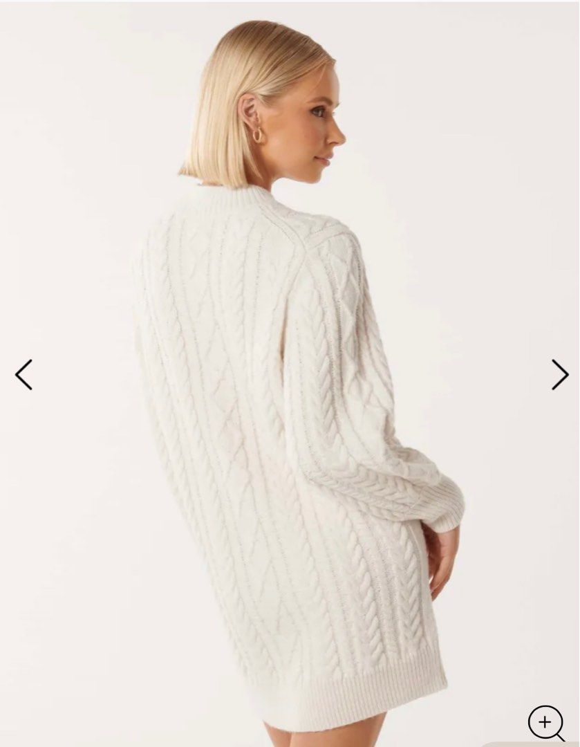 BNWT Forever New Harper Cable Knit Jumper Dress, Women's Fashion ...