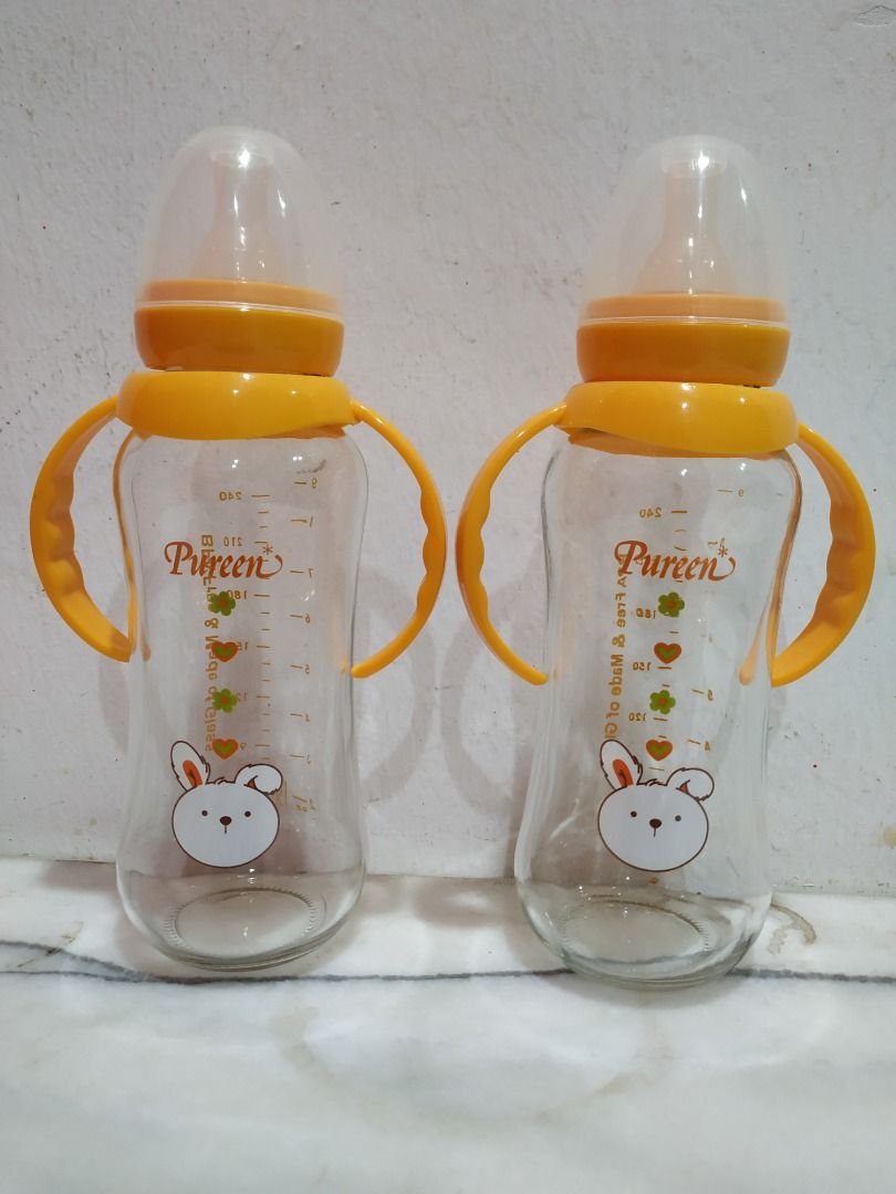 botol susu kaca Pureen 240ml glass milk bottle, Babies & Kids, Nursing ...