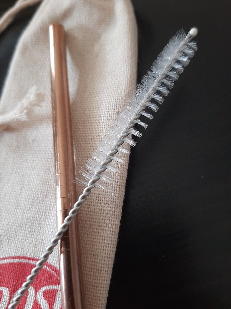 Brass Metal Straw with Washing Brush and Draw String Pouch, Furniture ...