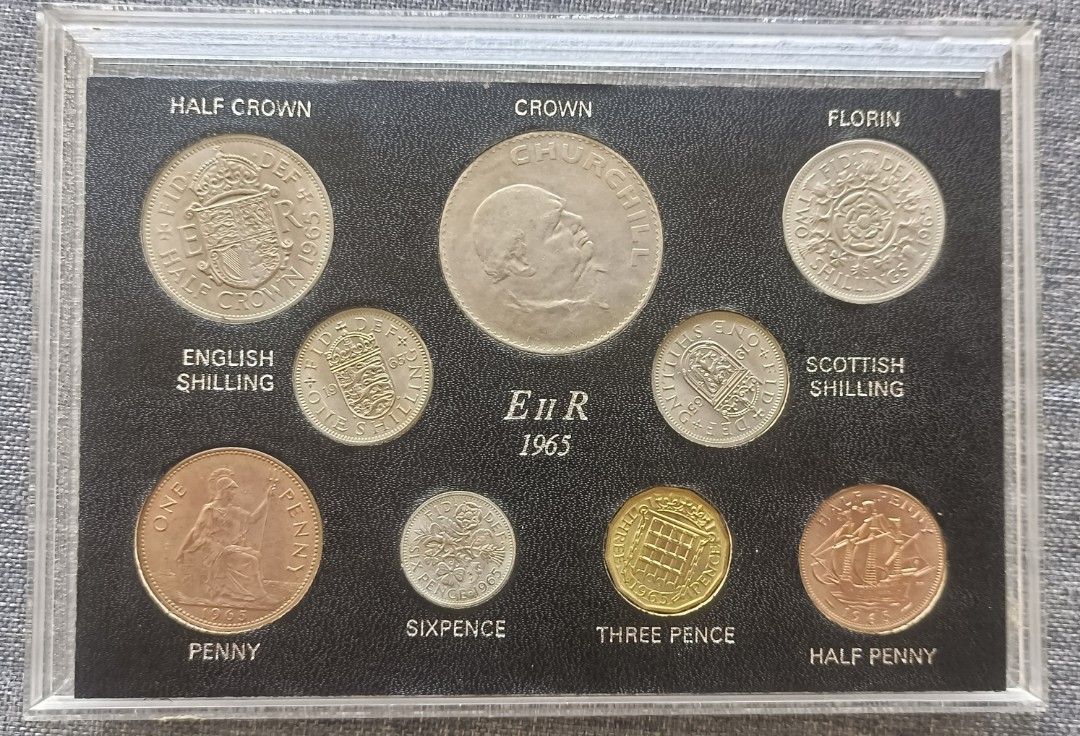 British 1965 set of 9 circulating coins in box,, Hobbies & Toys ...