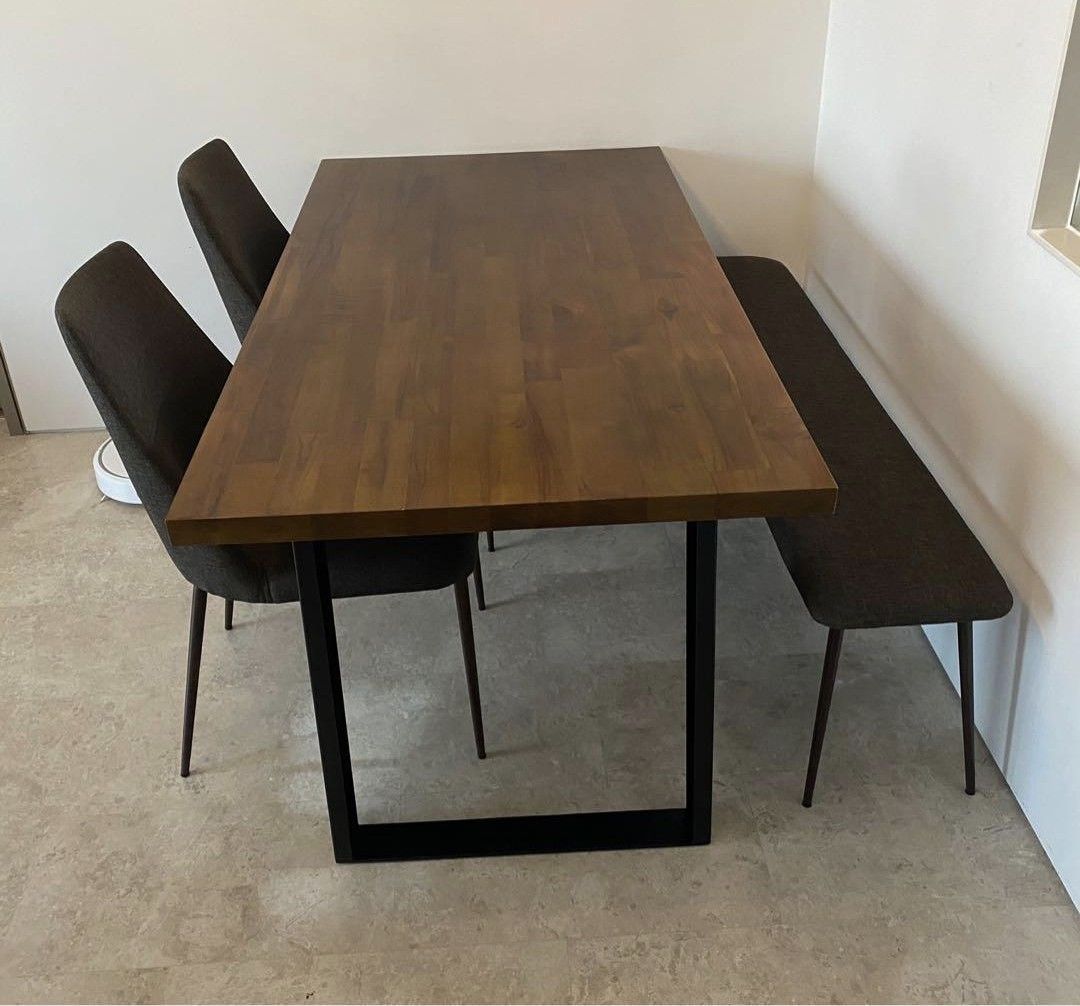 Cellini Bloc Teak Wood Dining Table with Chairs & Bench, Furniture ...
