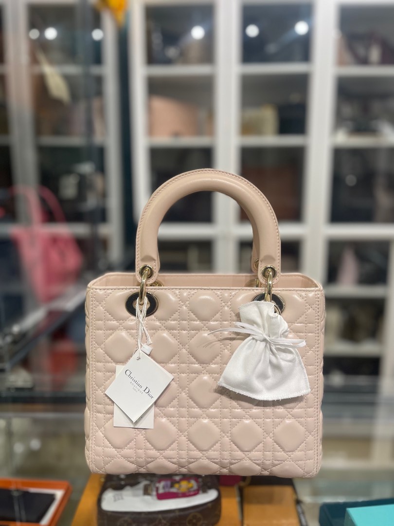 Christian Dior Lady Dior Light Pink Medium Light Gold hardware Lambskin ...